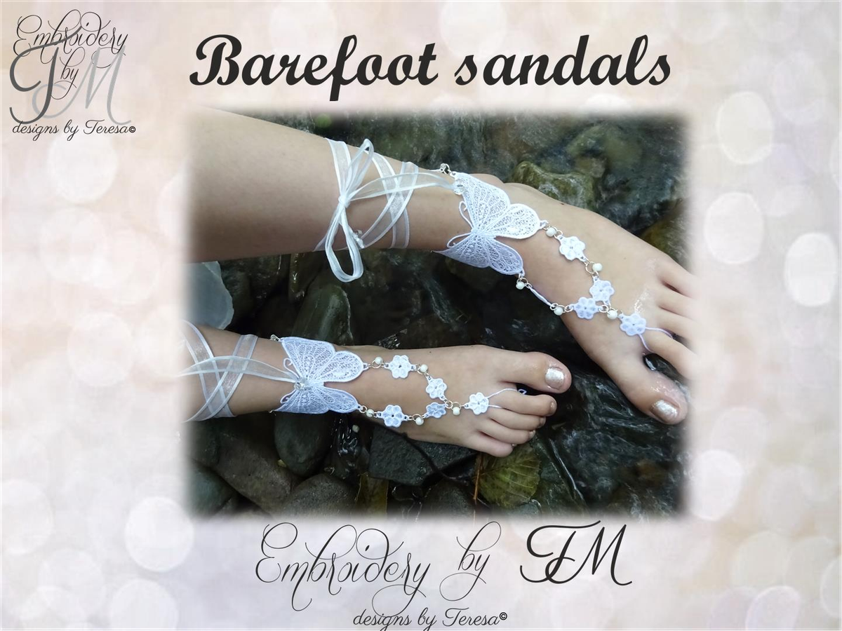 Barefoot sandals – Embroidery by TM - designs by Teresa