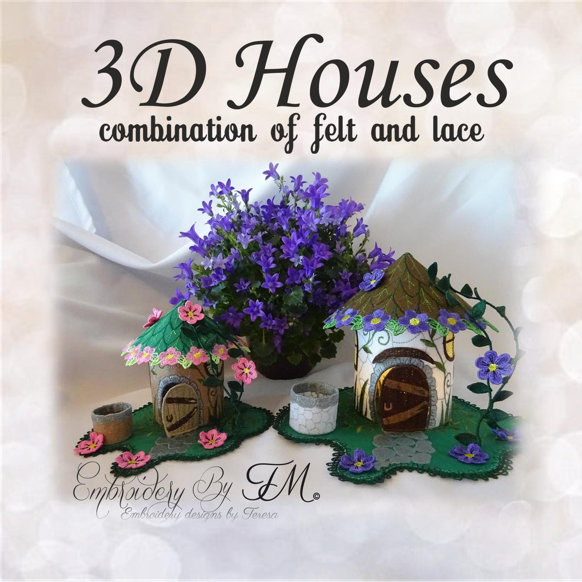 3D houses – Embroidery by TM - designs by Teresa