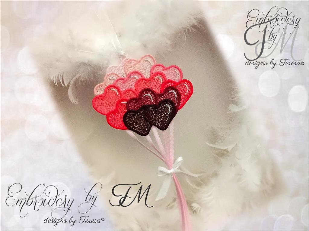 Heart balloons No.1/ 4x4 hoop – Embroidery by TM - designs by Teresa