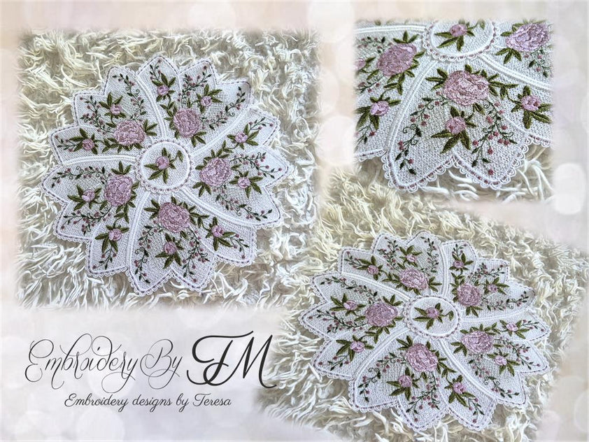 Large set with peonies – Embroidery by TM - designs by Teresa
