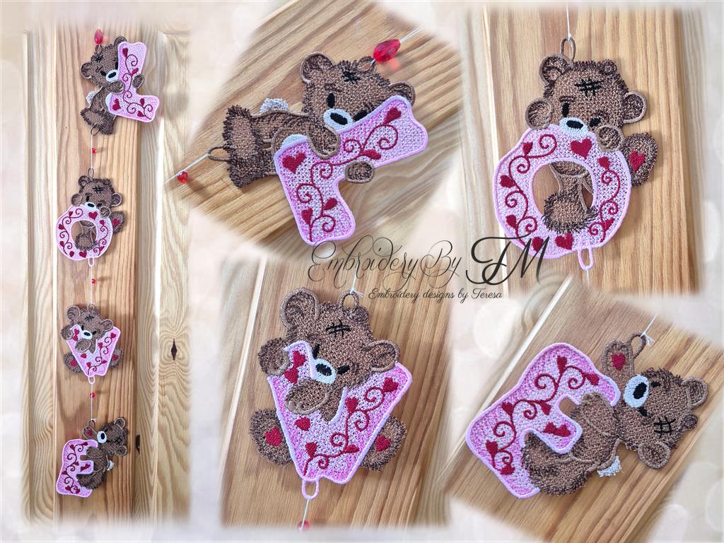 Bears with love/4x4 hoop – Embroidery by TM - designs by Teresa