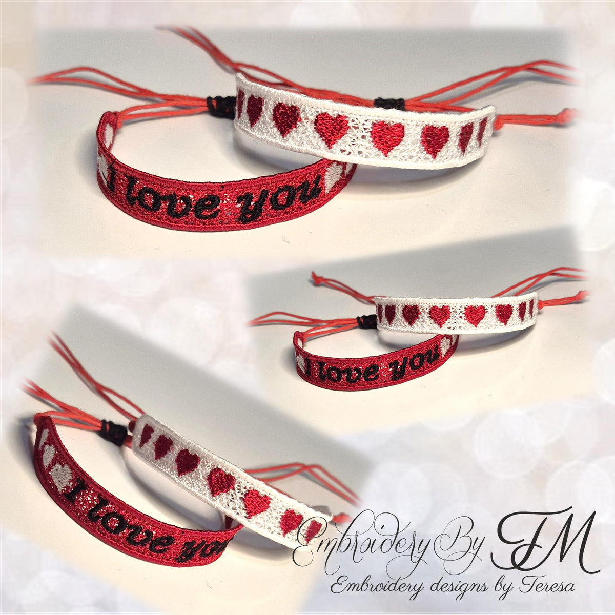 Friendship bracelets FSL / I love you /5x7 hoop/three designs ...