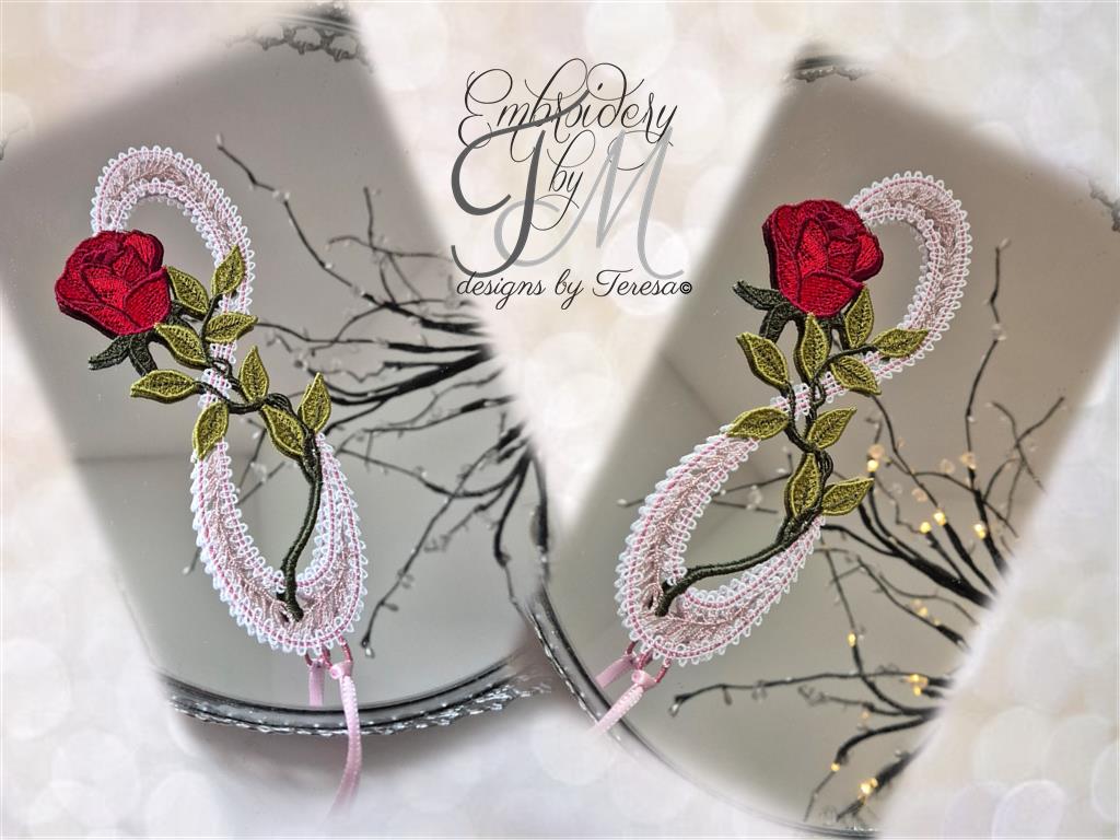 Bookmark infinity symbol with rose/ 5x7 hoop – Embroidery by TM ...
