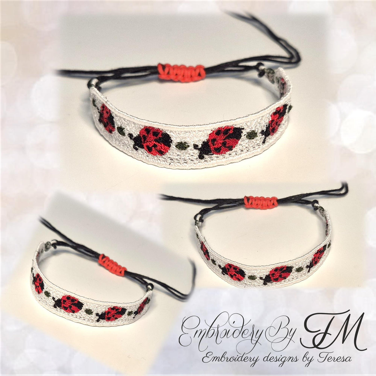 Friendship bracelets FSL / Ladybug /5x7 hoop/two designs – Embroidery ...