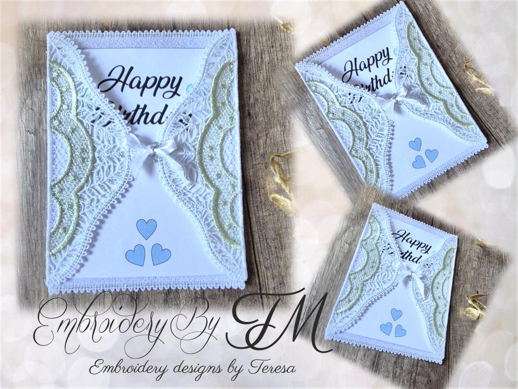 Envelope bobbin lace / 5x7 hoop – Embroidery by TM - designs by Teresa