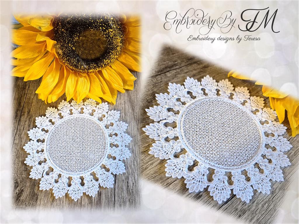 Coaster 5x7 hoop – Embroidery by TM - designs by Teresa