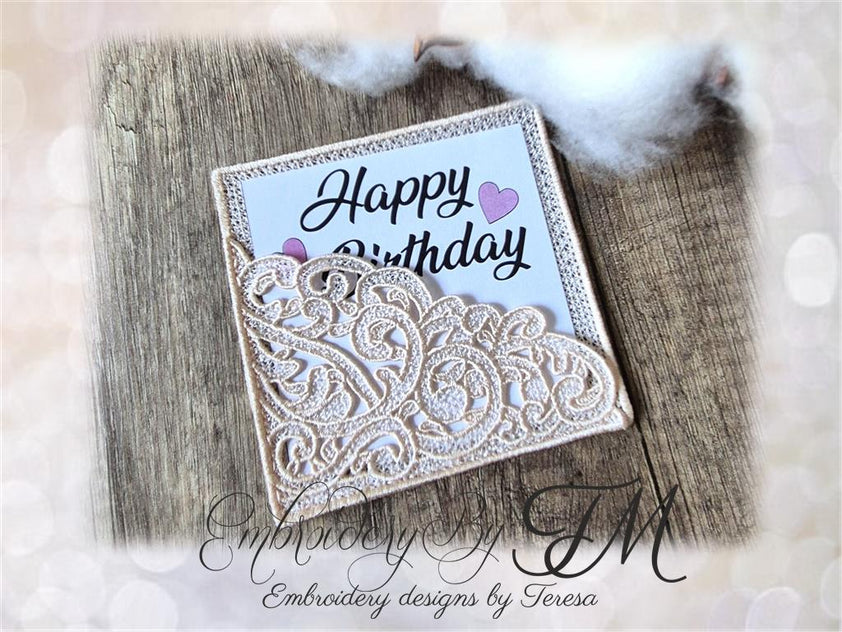Lace envelope TM/4x4 hoop – Embroidery by TM - designs by Teresa