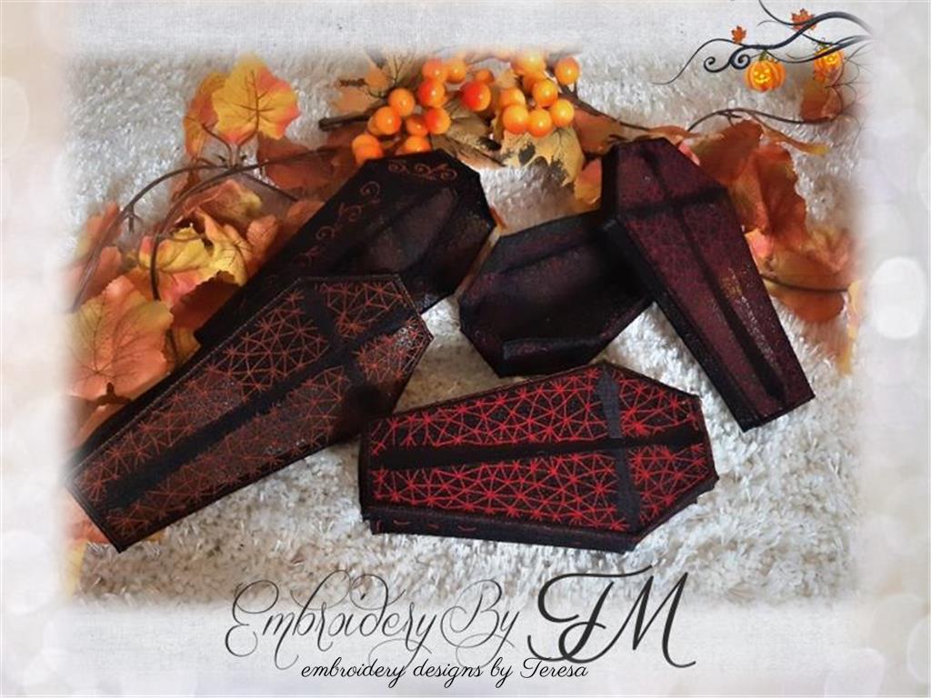 3D coffin FSL / 6x10 and 5x7 hoop – Embroidery by TM - designs by Teresa