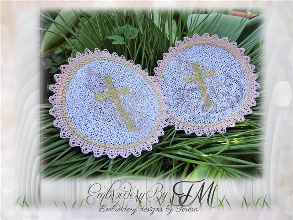 Coasters with cross / two sizes / two variations – Embroidery by TM ...