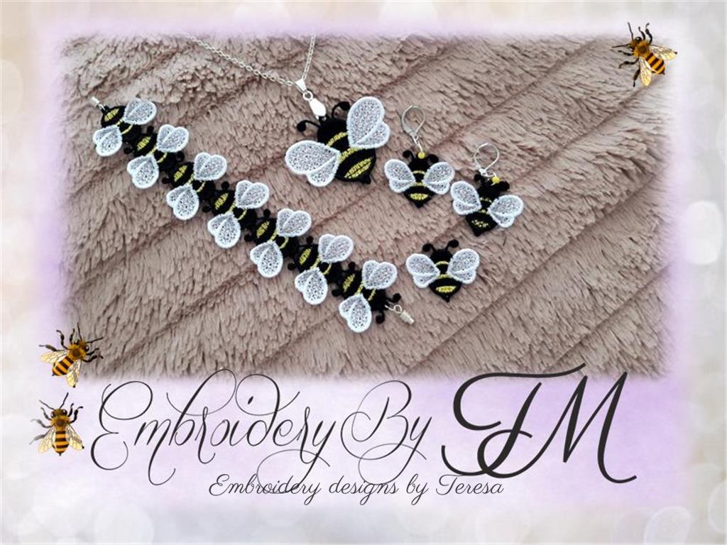 Bumble-bee jewelry FSL – Embroidery by TM - designs by Teresa