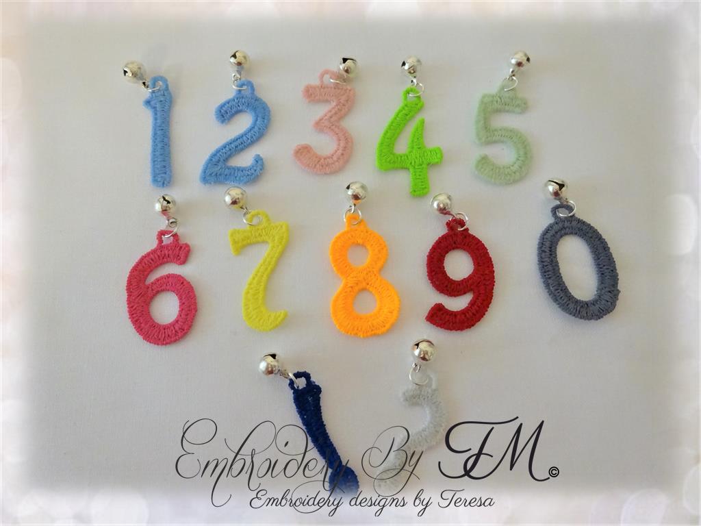 Alphabet jewelry lace + numbers / 4x4 hoop / FSL/ 38 pieces ...