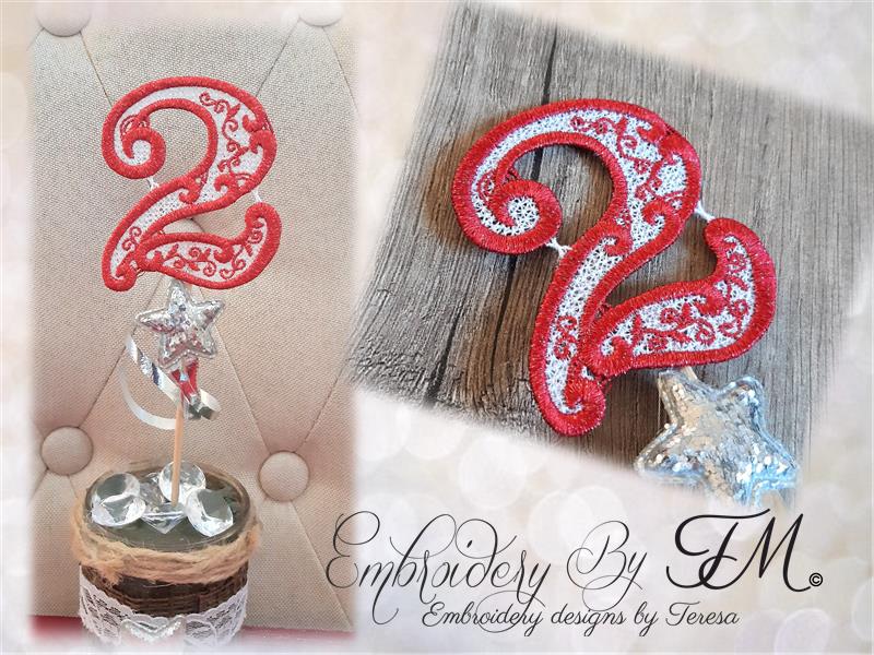 Number FSL 2 with ornaments / 4x4 hoop – Embroidery by TM - designs by ...