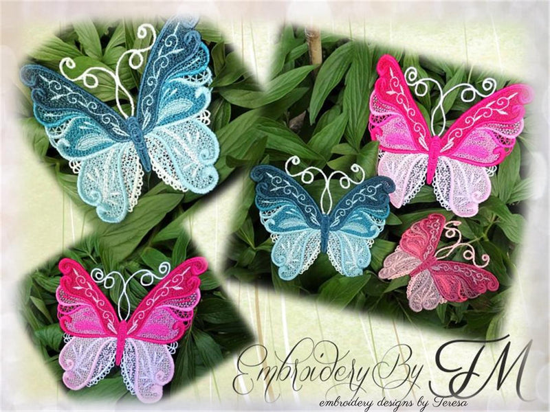 Butterfly colors/ three sizes – Embroidery by TM - designs by Teresa s.r.o.