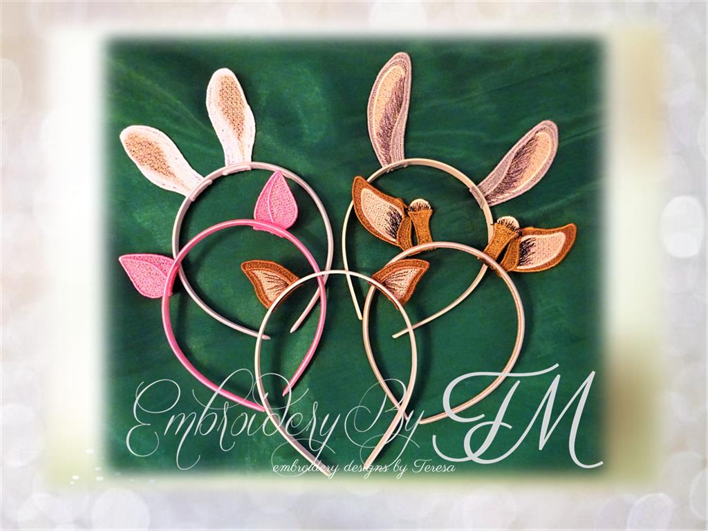 Lace ears /5 variations – Embroidery by TM - designs by Teresa