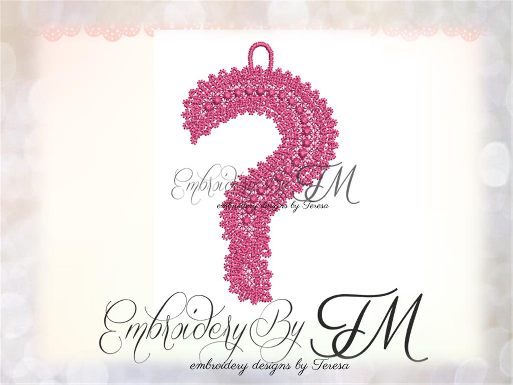 Lace question mark/4x4 hoop – Embroidery by TM - designs by Teresa s.r.o.