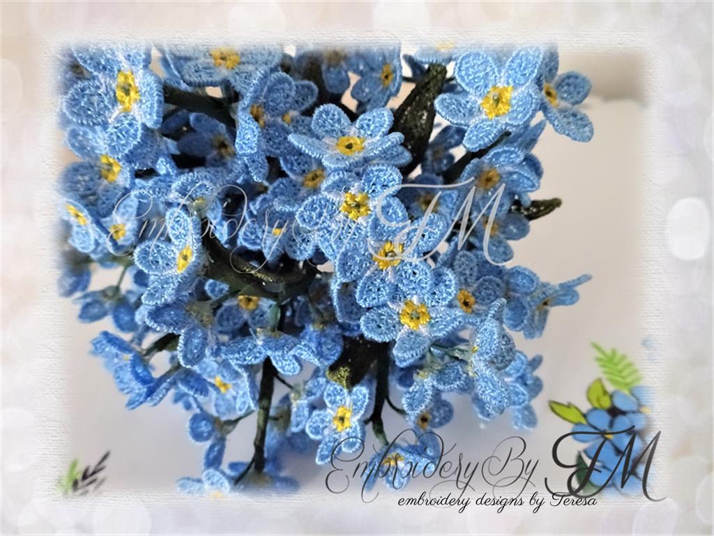 Forget-me-not/3D lace – Embroidery by TM - designs by Teresa