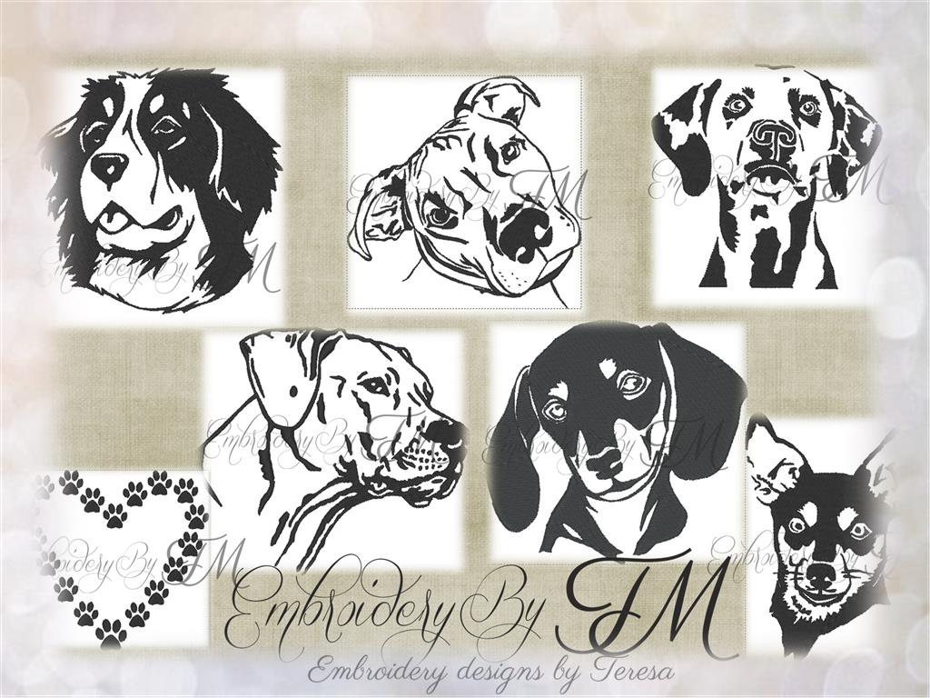 Set Embroidery dogs – Embroidery by TM - designs by Teresa s.r.o.