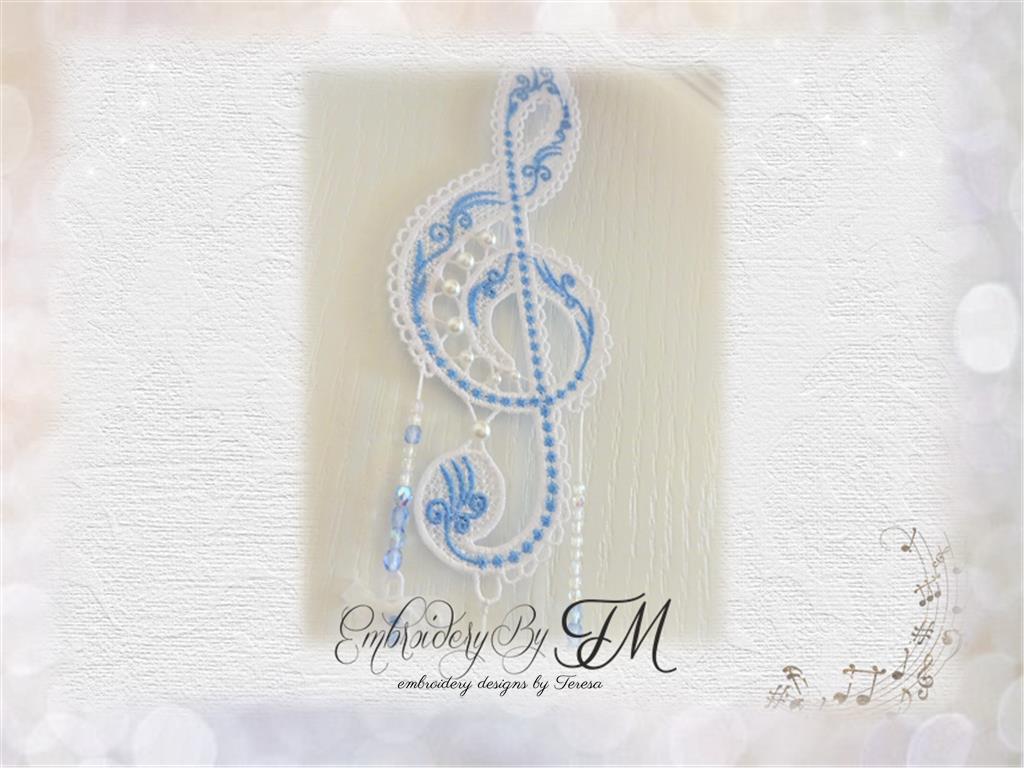 Lace Treble clef and music notes / 5x7 hoop – Embroidery by TM ...