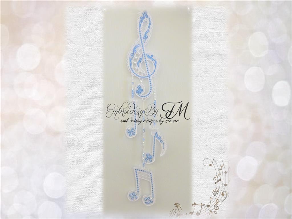 Lace Treble clef and music notes / 5x7 hoop – Embroidery by TM ...