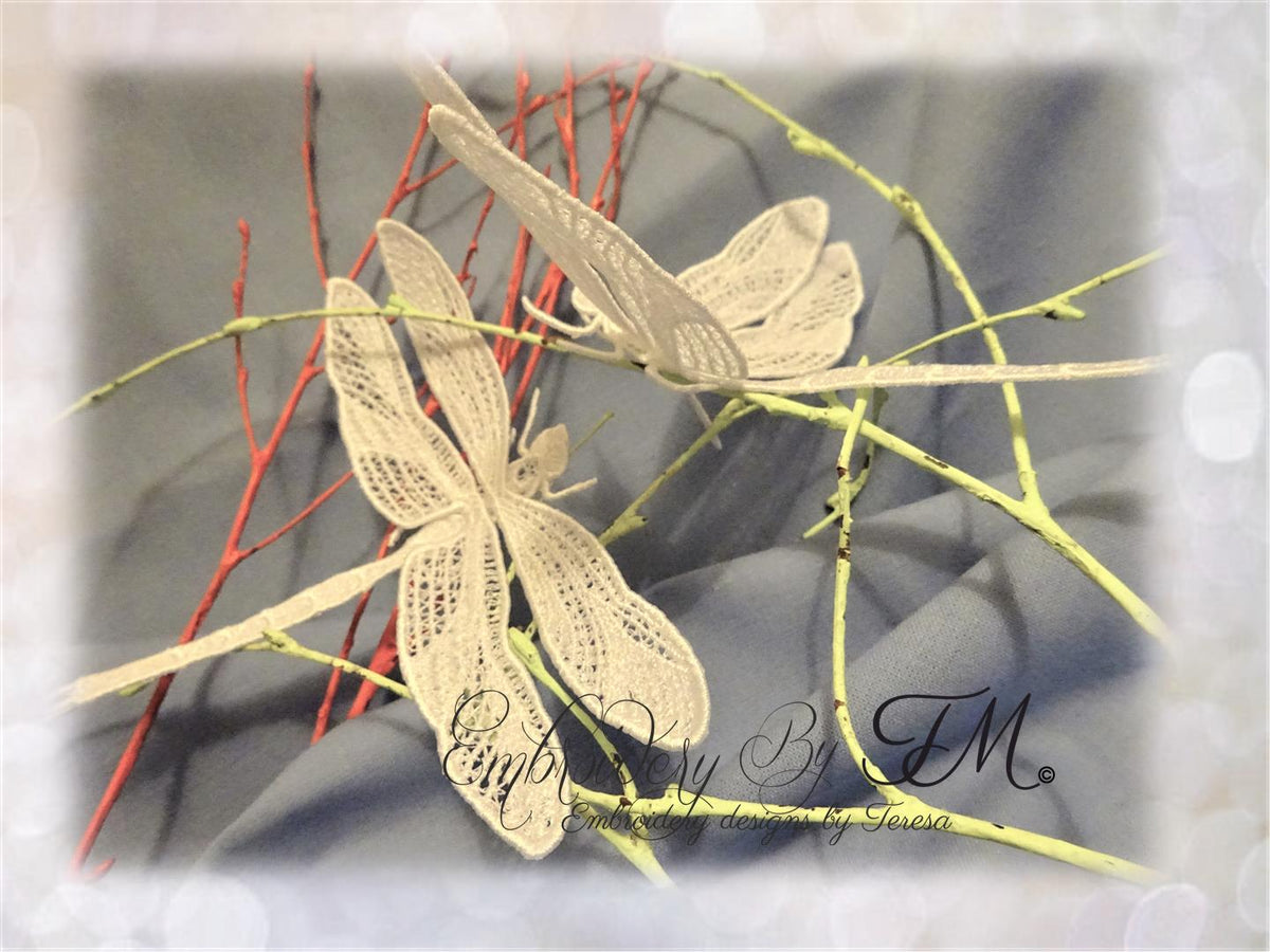 Dragonfly lace 3D / two sizes / 5x7 hoop and 4x4 hoop – Embroidery by ...