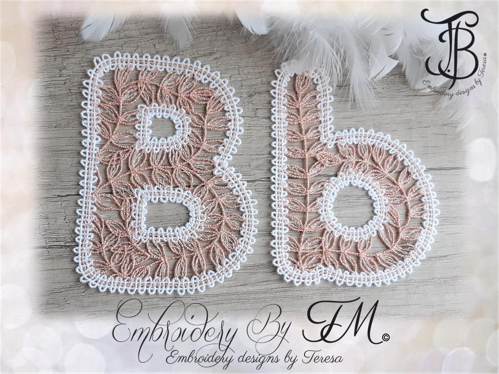 "Bb" bobbin lace - FSL/4x4 hoop – Embroidery by TM - designs by Teresa
