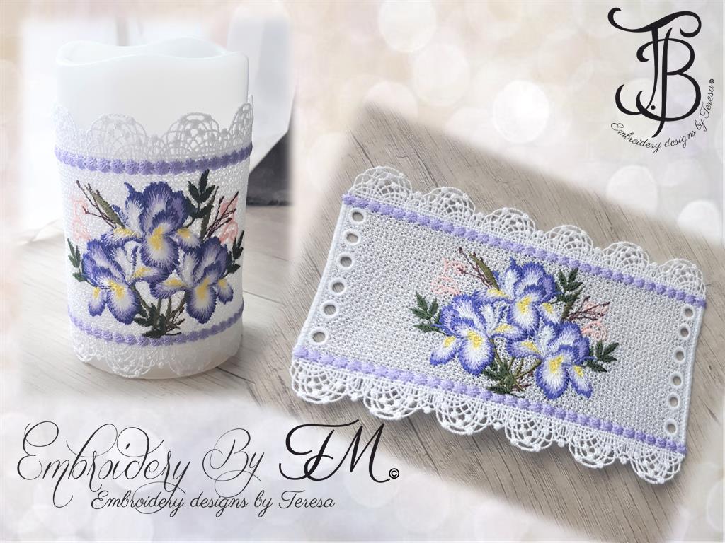 Candle corset with Iris/6x10 hoop – Embroidery by TM - designs by Teresa