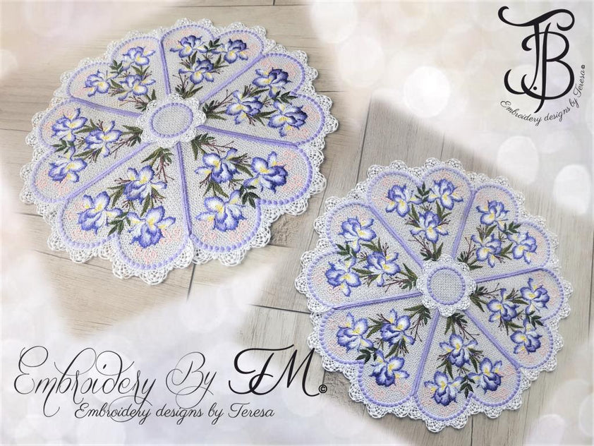 Large set with Iris – Embroidery by TM - designs by Teresa