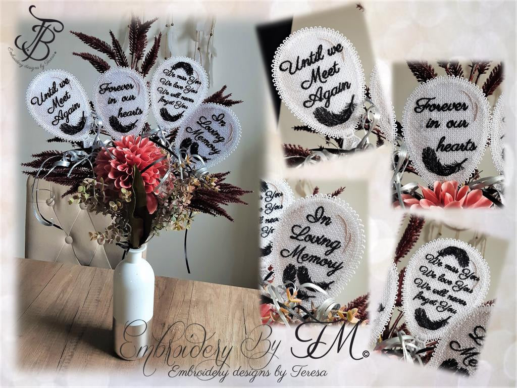 Memorial Balloons / 5x7 and 4x4 hoop – Embroidery by TM - designs by Teresa