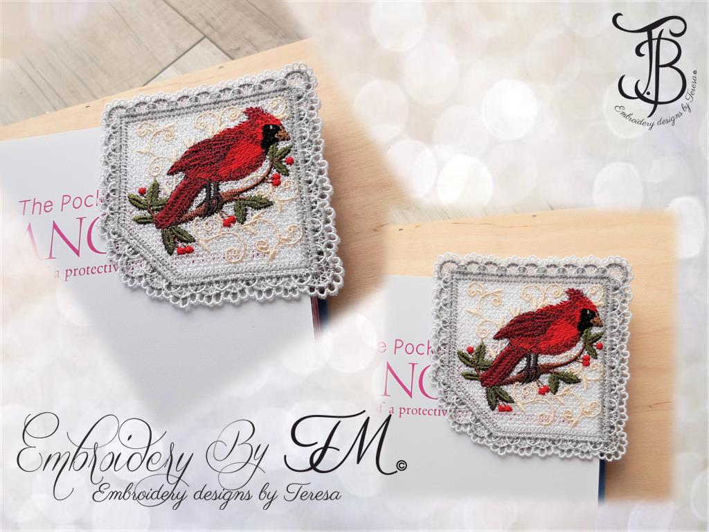 Corner bookmark / Red Cardinal / 4x4 hoop – Embroidery by TM - designs ...