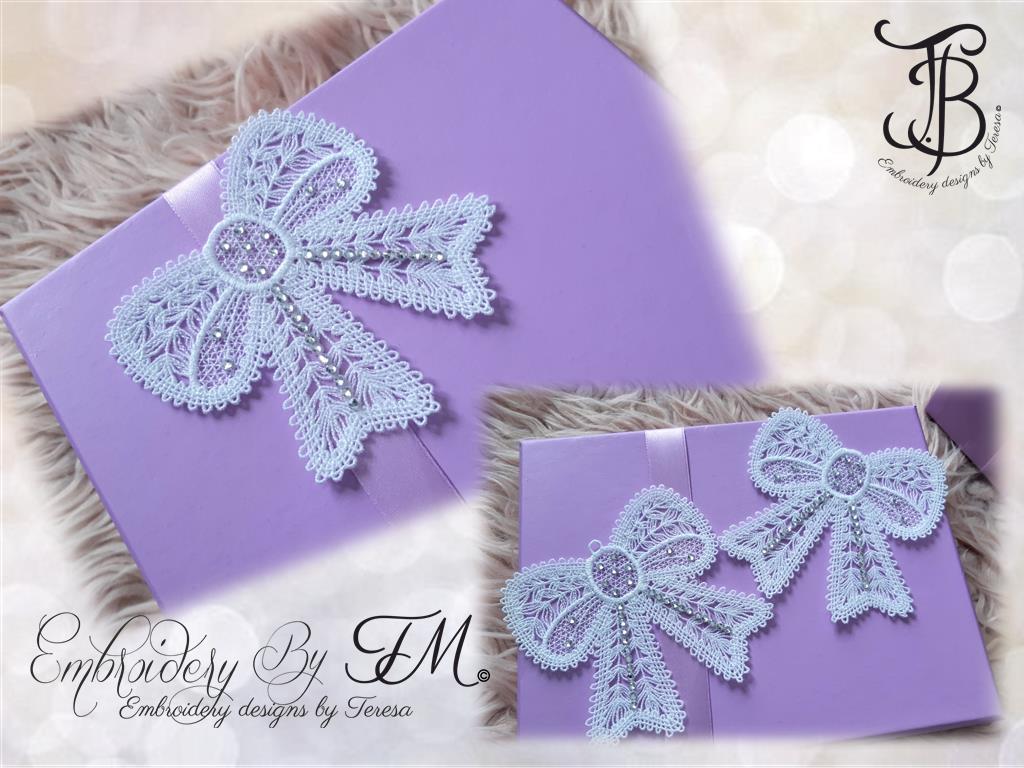Bow 2D / bobbin lace / 4x4 hoop – Embroidery by TM - designs by Teresa