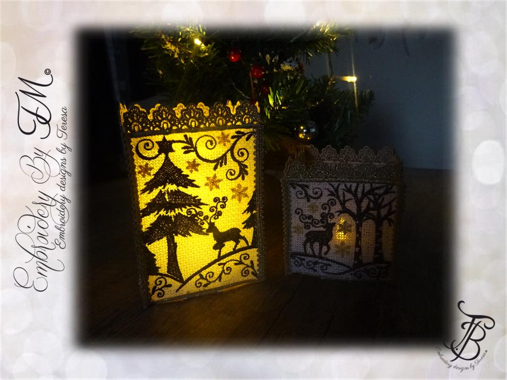 Winter lantern / 5x7 and 4x4 hoop – Embroidery by TM - designs by Teresa