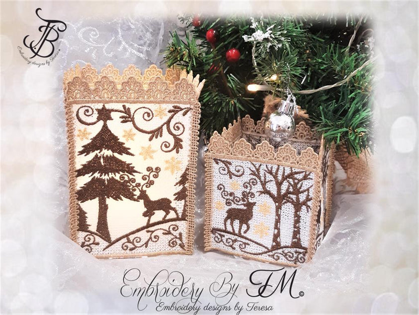 Winter lantern / 5x7 and 4x4 hoop – Embroidery by TM - designs by Teresa