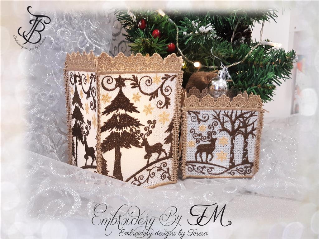 Winter lantern / 5x7 and 4x4 hoop – Embroidery by TM - designs by Teresa