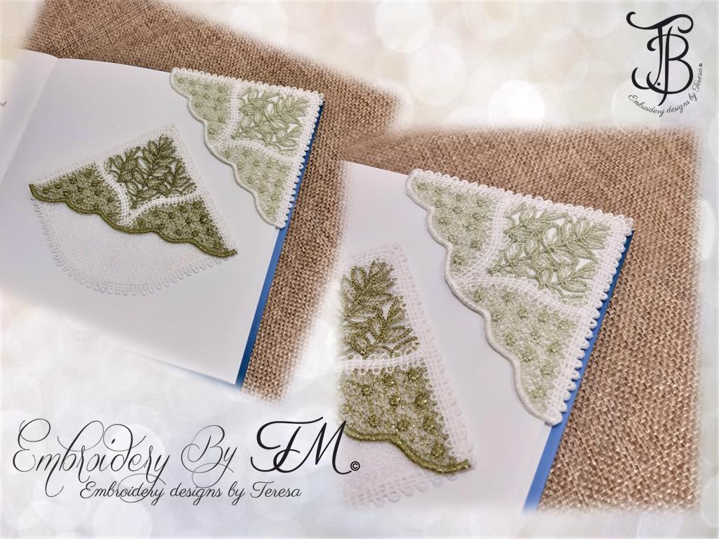 Corner bookmark FSL/4x4 hoop – Embroidery by TM - designs by Teresa