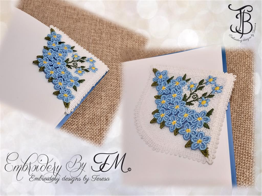 Corner bookmark FSL/ Forget-Me-Not /4x4 hoop – Embroidery by TM ...