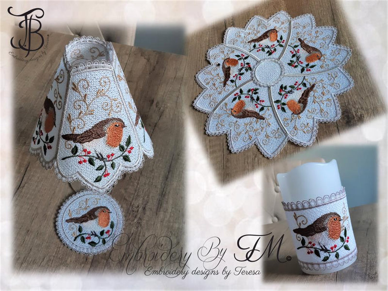 Large set with Robin – Embroidery by TM - designs by Teresa s.r.o.