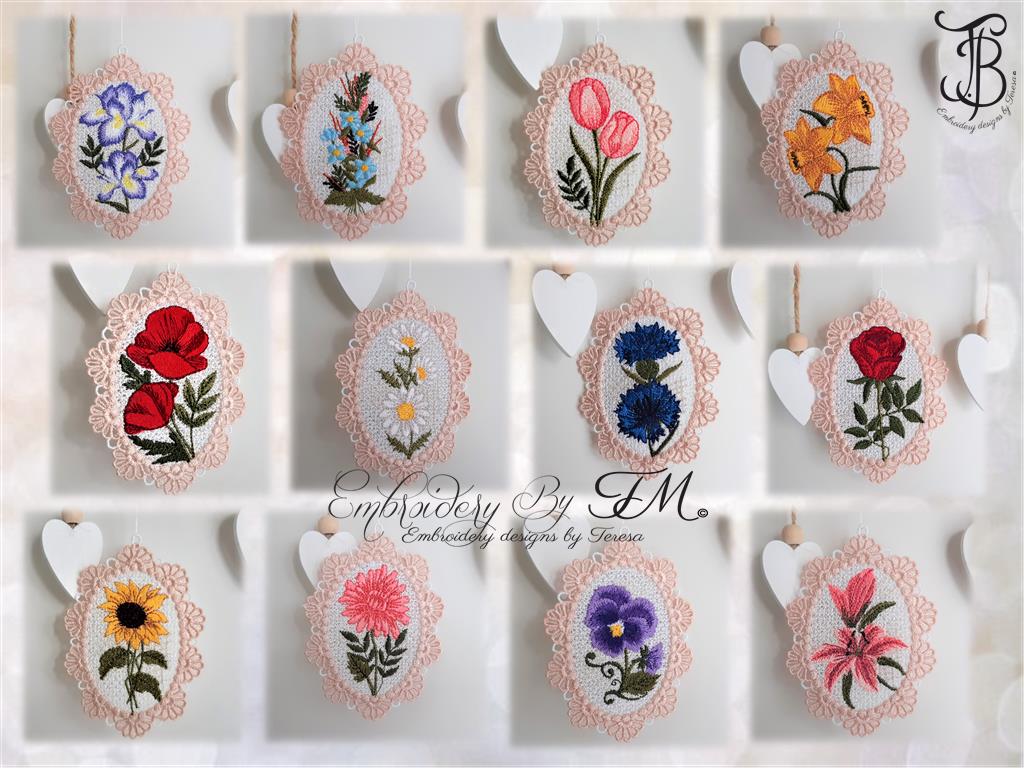 Large set FSL ovals with flowers/two variations/4x4 hoop – Embroidery ...