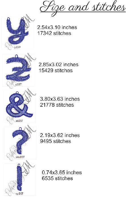 FSL alphabet +Numbers /4x4 hoop – Embroidery by TM - designs by Teresa