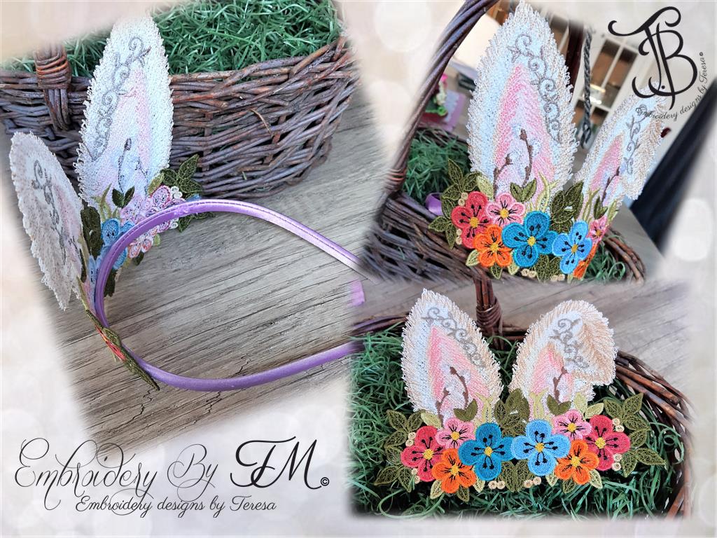 Rabbit ears with flowers/two sizes – Embroidery by TM - designs by ...